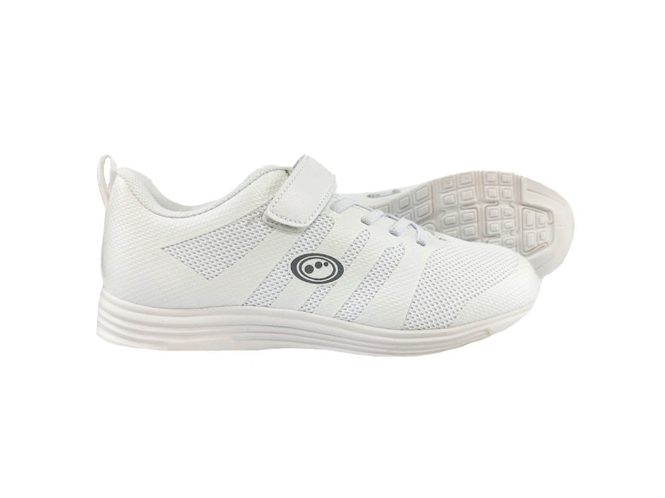 White Mesh School Trainers with Easy Fasten and Non-Marking Sole